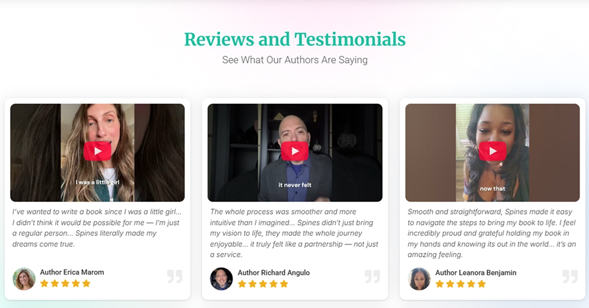 Testimonials | See What Authors Are Saying About Spines